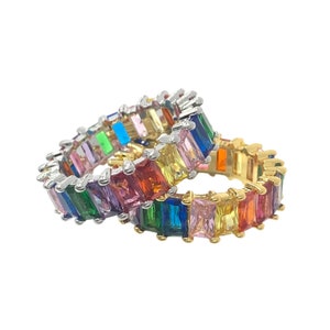 18k Multicolor Rainbow Eternity Ring Rainbow Eternity Band Rainbow
