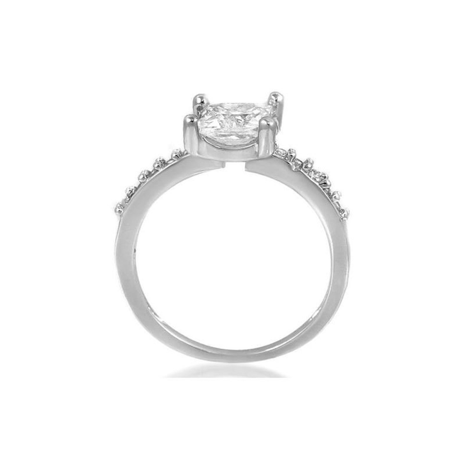 Princess Cut CZ Sterling Silver Engagement Ring Small Stone - Etsy