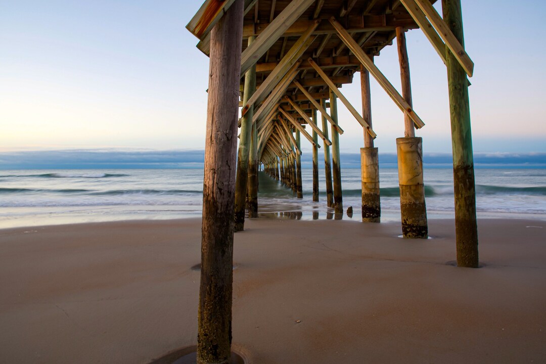 Long Morning Pier - Topsail Island Pier Photography, Coastal Print Art ...