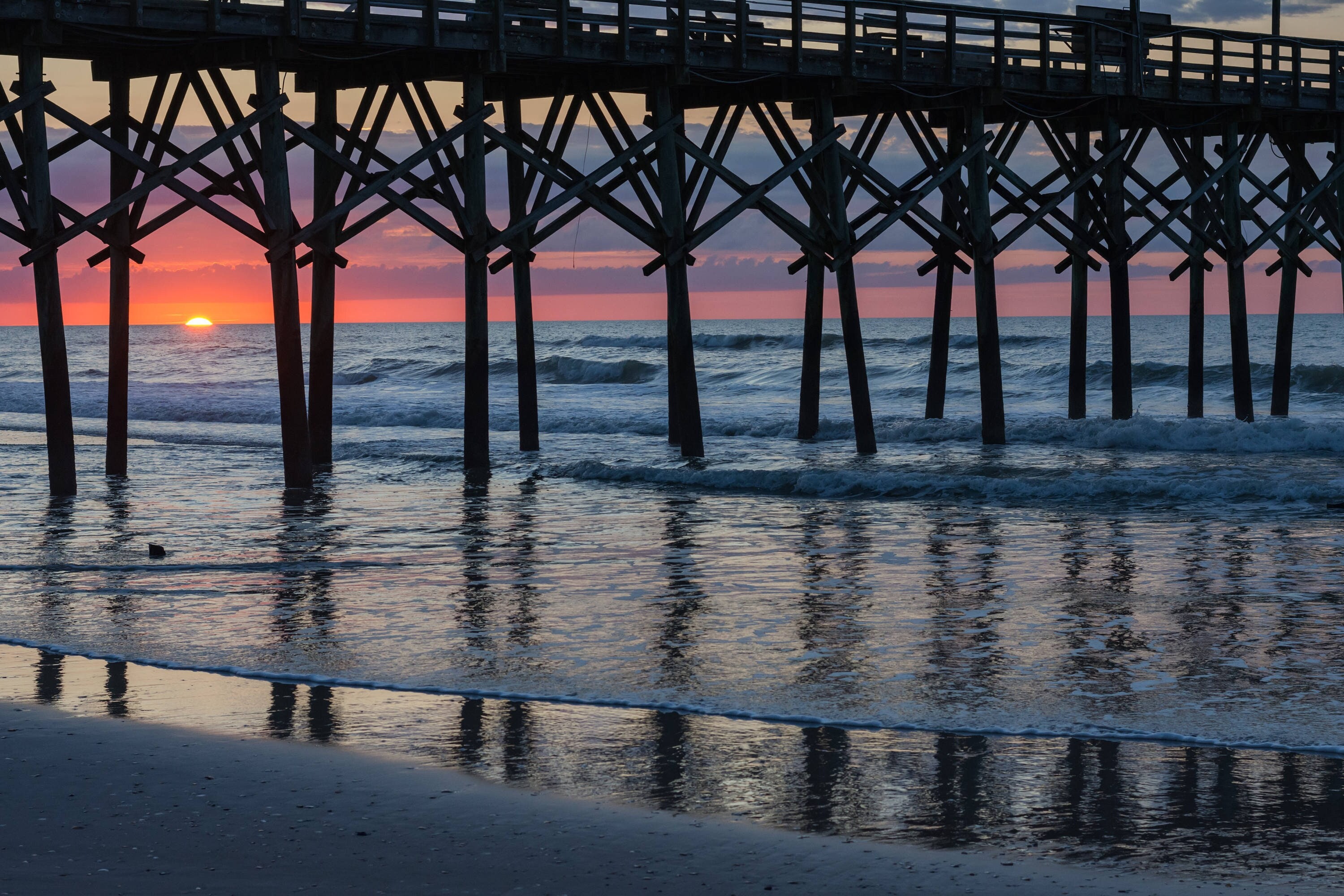 Topsail Island Sunrise at the Pier, Surf City North Carolina Beach ...