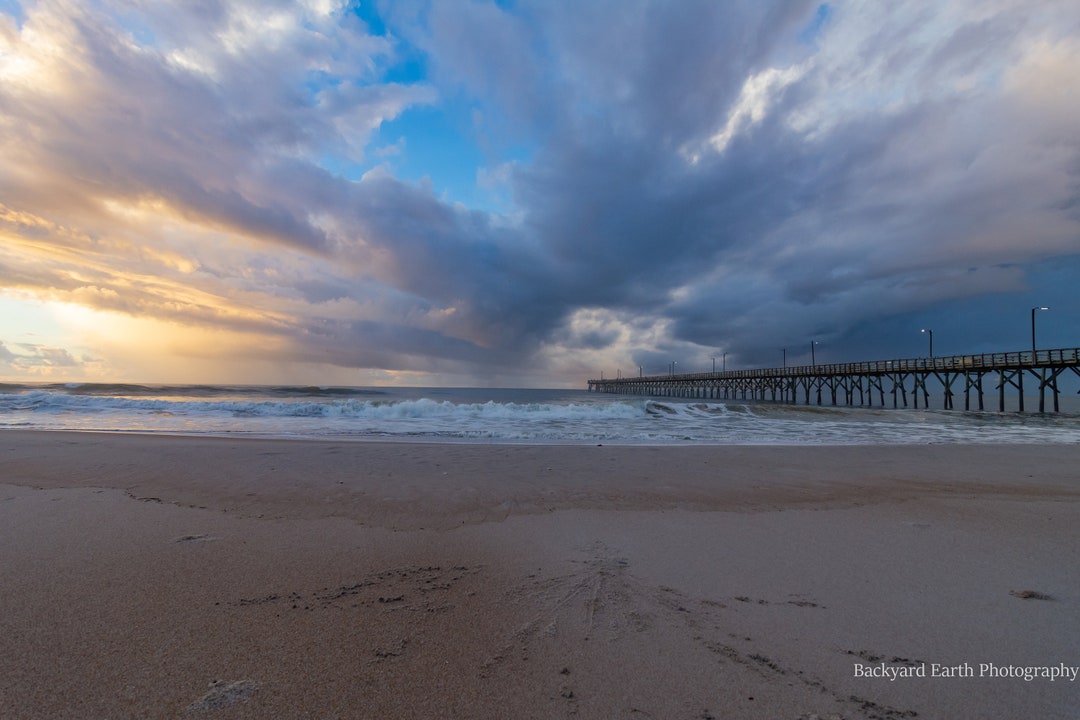 Sunrise on Topsail Island. Seaview Pier Photograph, North Topsail Beach ...
