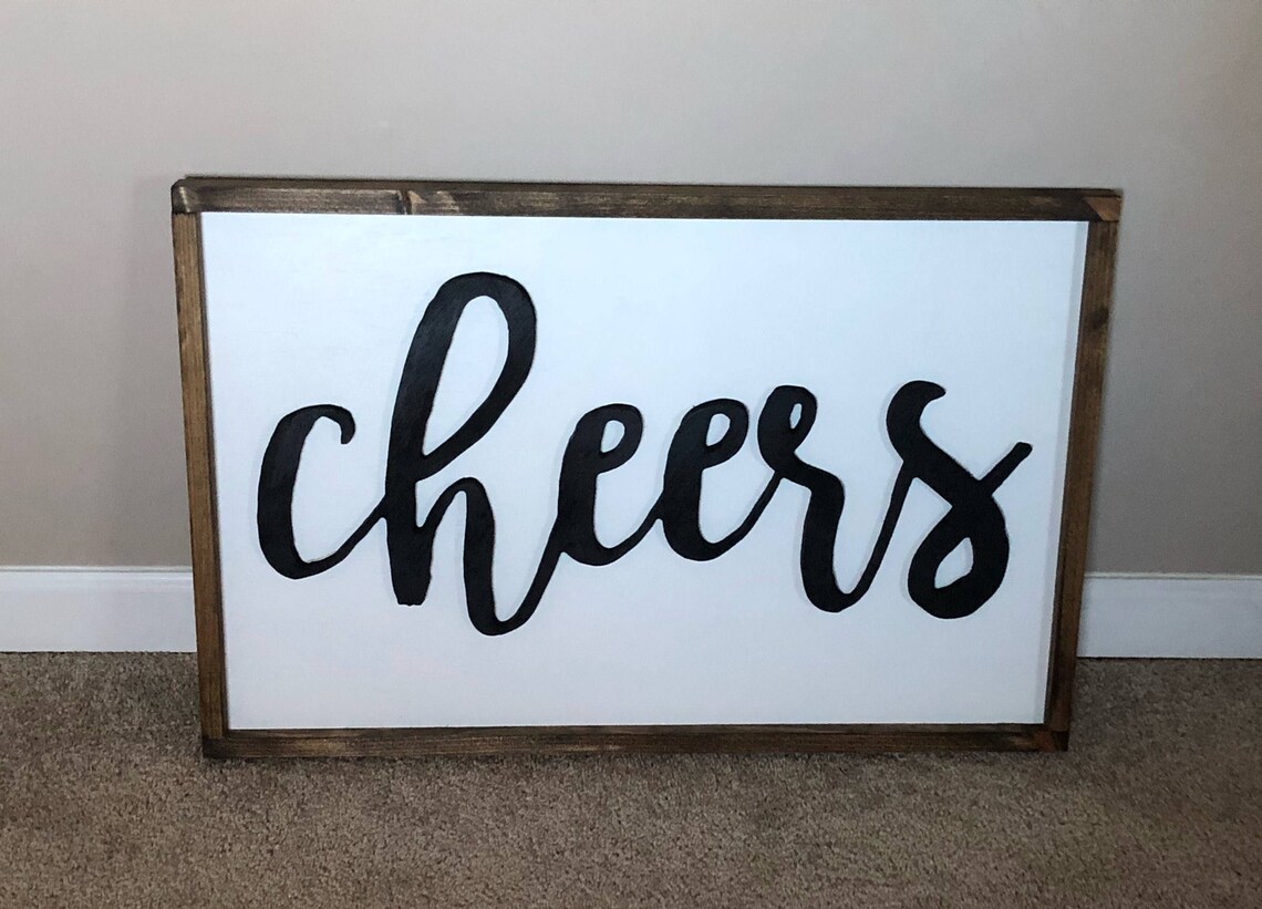 Wood Cheers Bar Sign / Bar Decor / 3-D Letter Sign / Home - Etsy