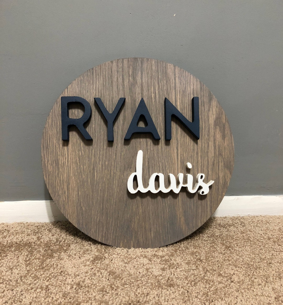 24" Custom Name Round / Name Sign / Nursery Round / Round Wood Sign ...