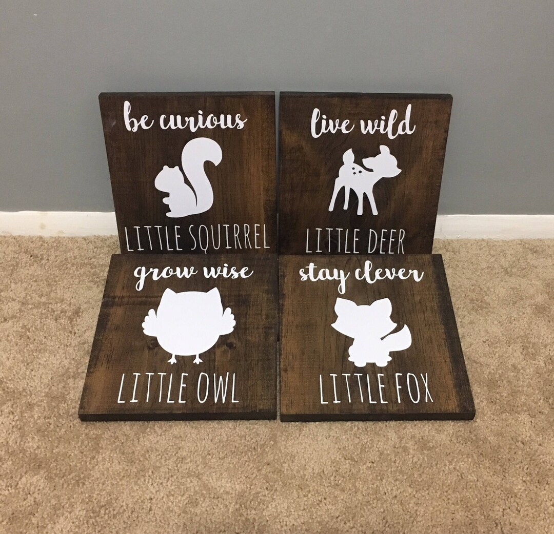 Rustic Woodland Animal Nursery Sign, Pine Wood Decor - Etsy