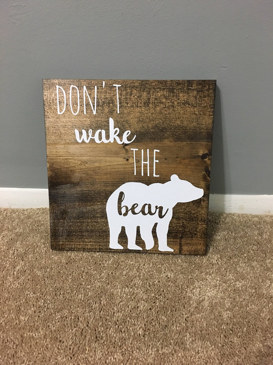 Don't Wake the Bear Wood Sign, Rustic Woodland Nursery Decor - Etsy