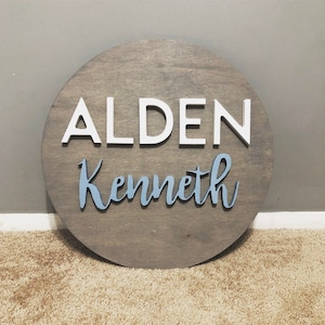 24" Custom Name Round / Name Sign / Nursery Round / Round Wood Sign ...