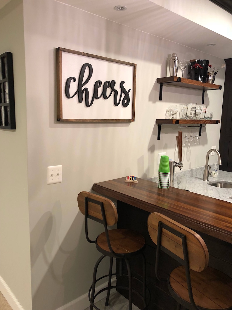 Wood Cheers Bar Sign / Bar Decor / 3-D Letter Sign / Home - Etsy