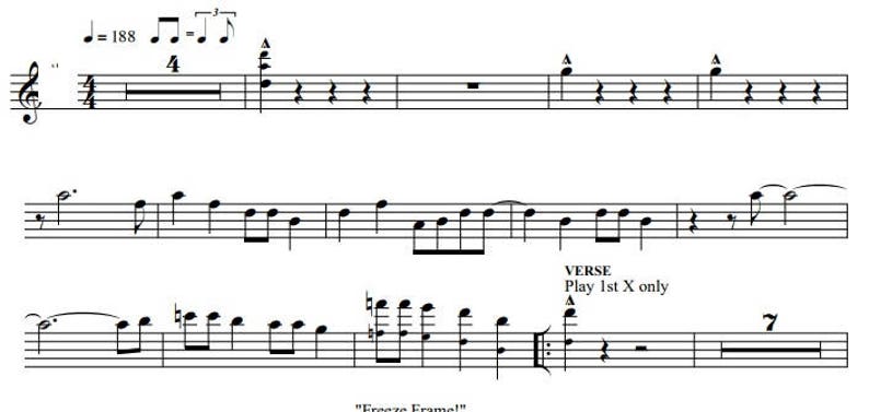 Freeze Frame - J Geils Band - Arranged HORN Sheet Music - Tenor Sax ...