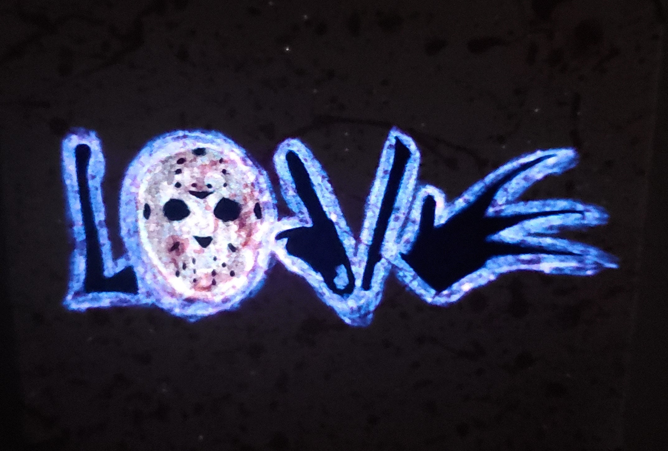 Horror Movie Love Original Painting Pink Outline Blue Glow - Etsy