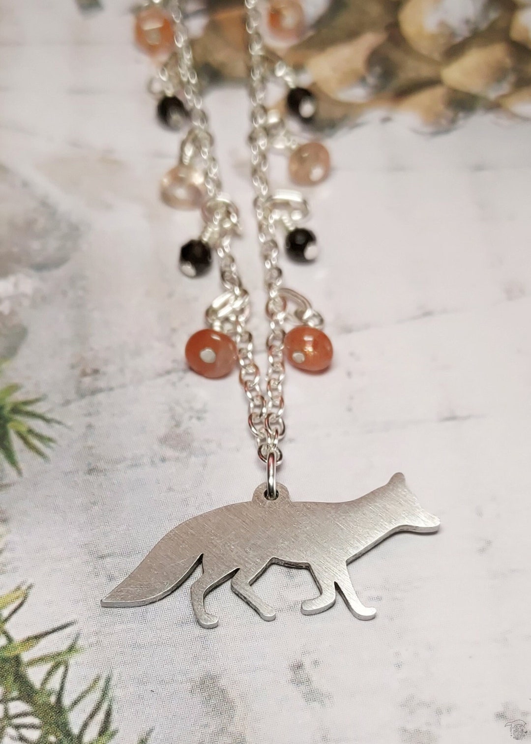 Fox Bracelet With Obsidian & Sunstone - Etsy