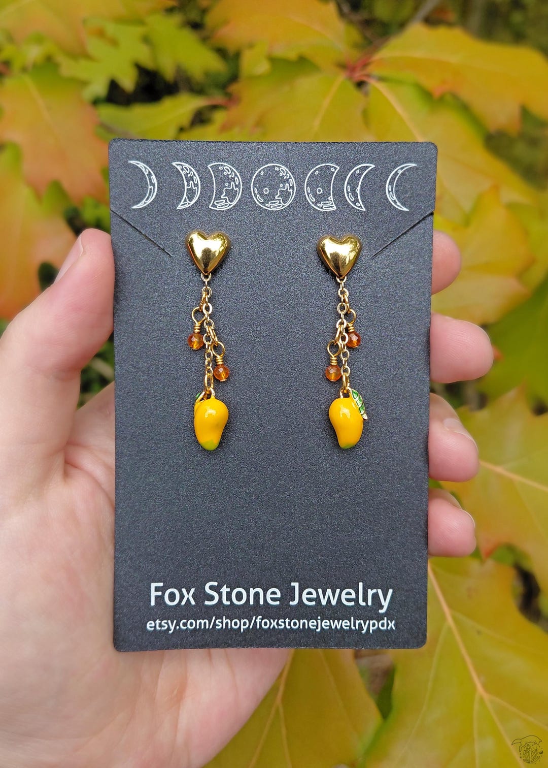 Mango Heart Stud Earrings With Citrine - Etsy