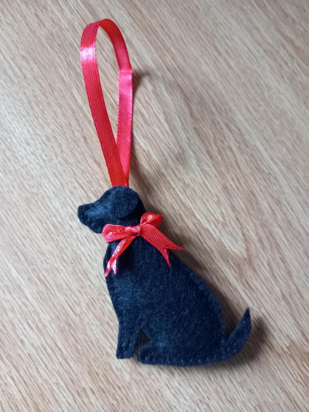 Felt Black Labrador With Red Bow Christmas Bauble - Etsy