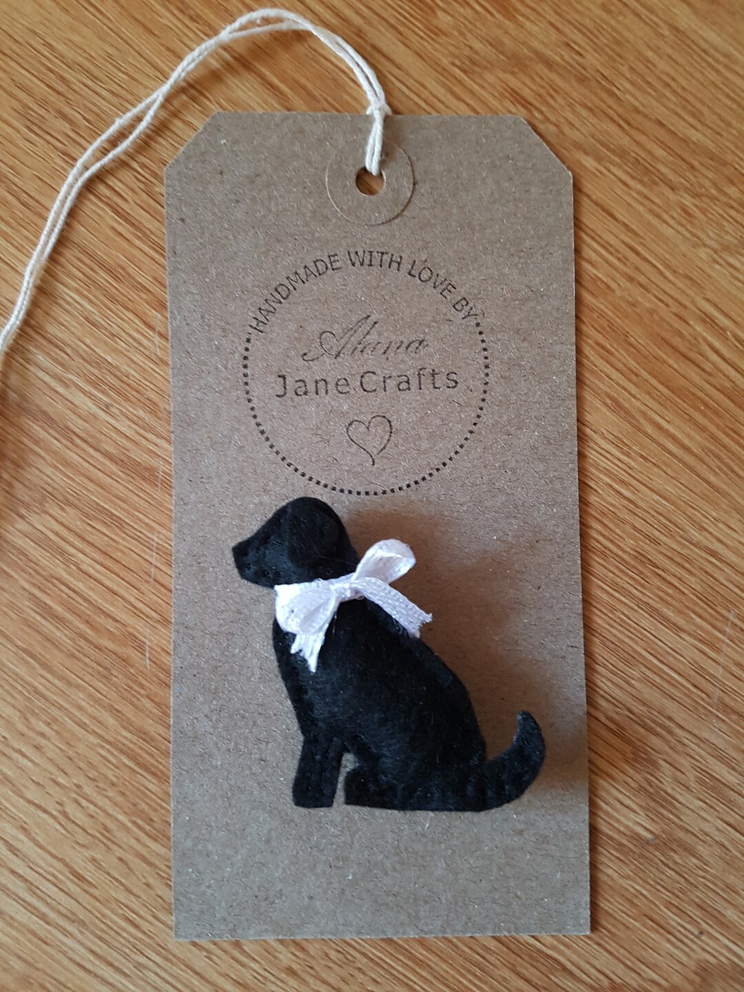 Felt Black Labrador Brooch With White Bow - Etsy