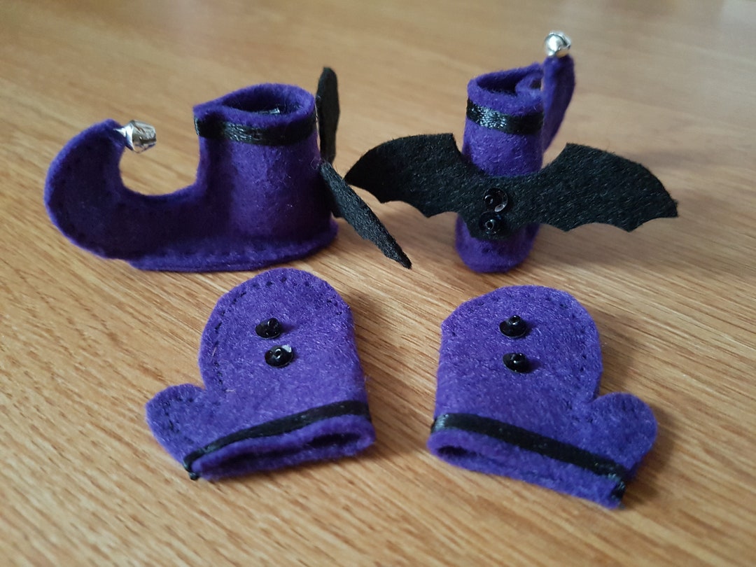 Felt Elf Doll Boots and Mittens Set With Bats - Etsy
