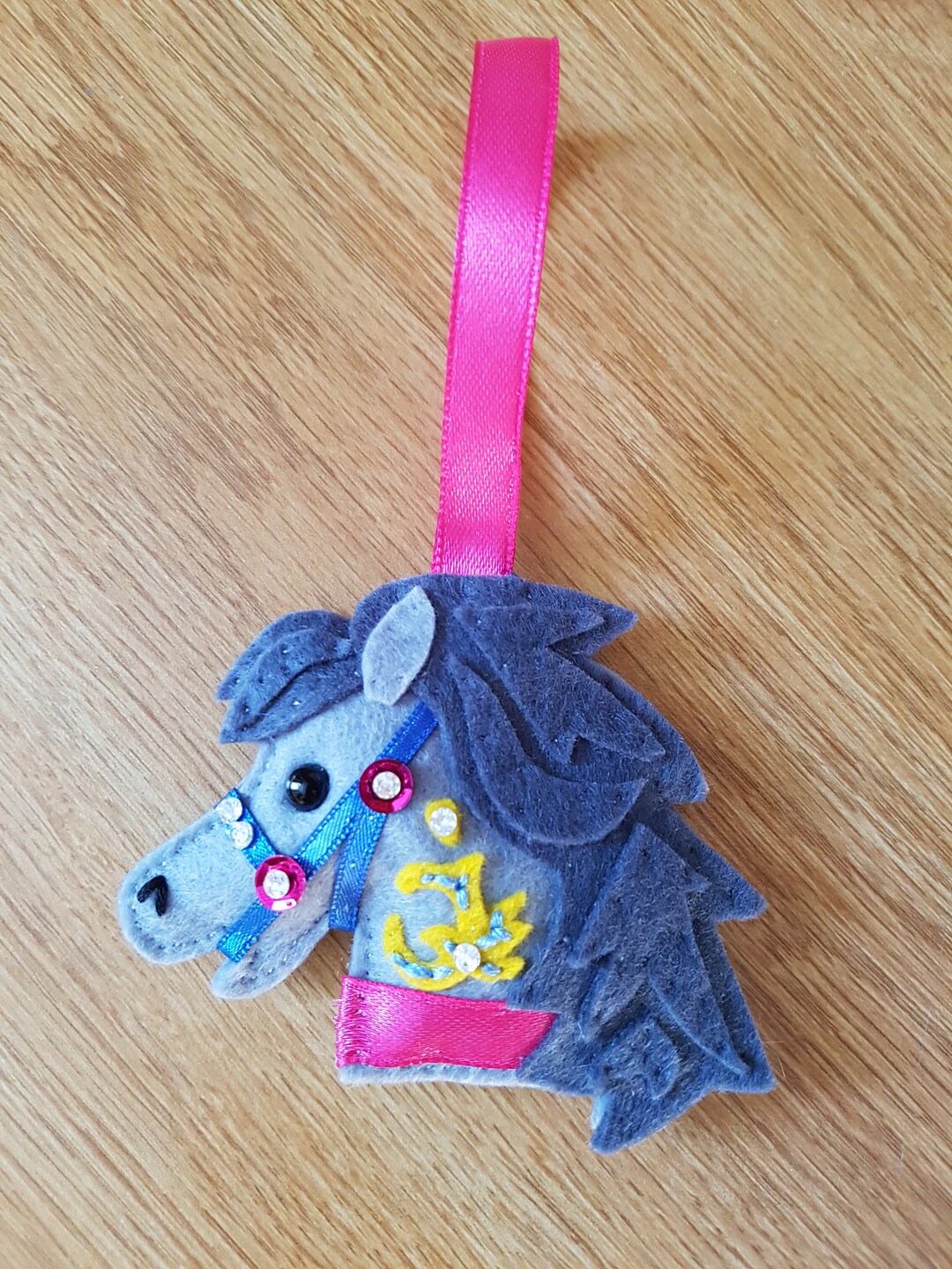 Felt Carousel Horse Bauble in Grey - Etsy
