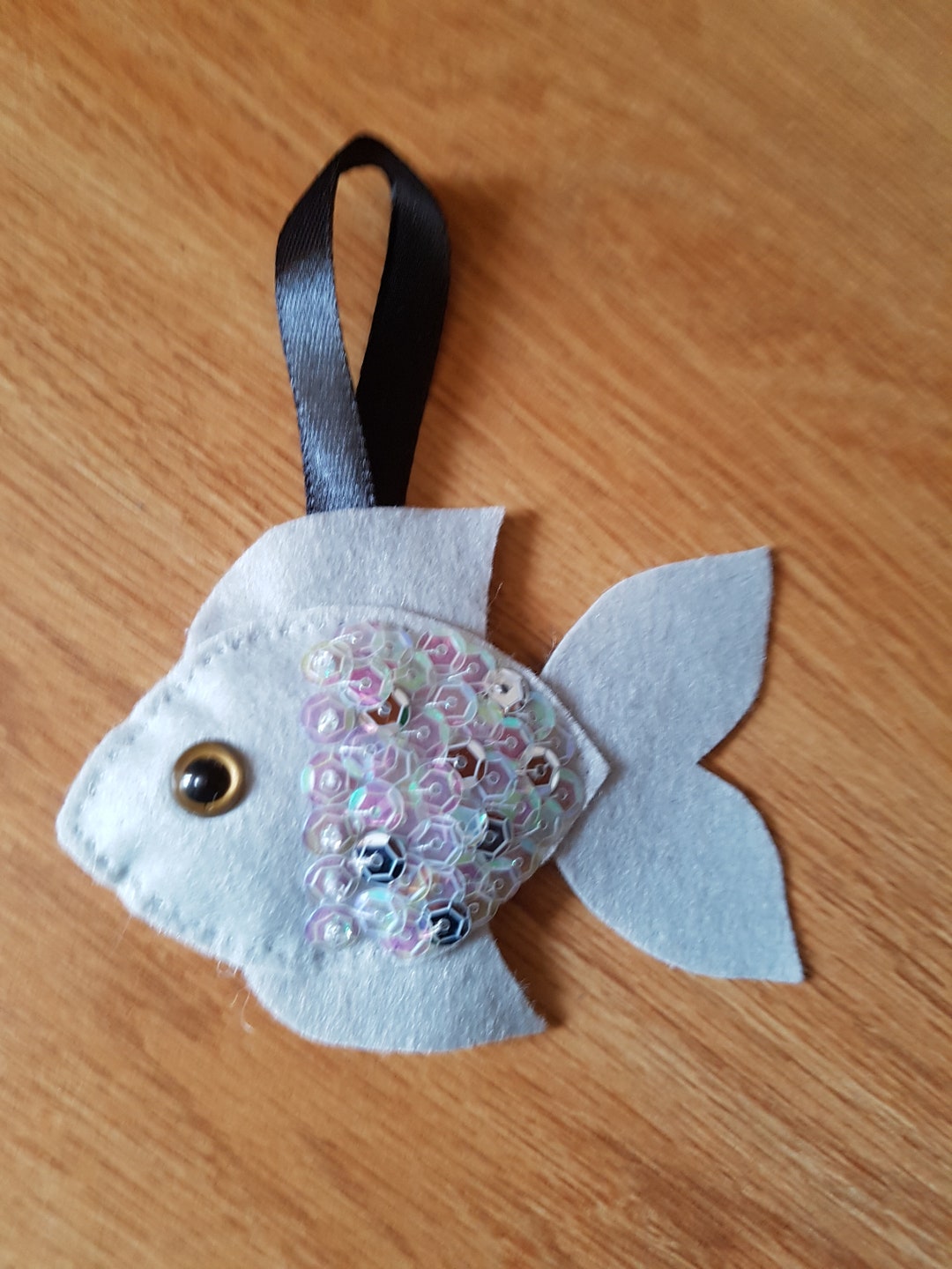 Felt Goldfish Christmas Bauble in Silver - Etsy