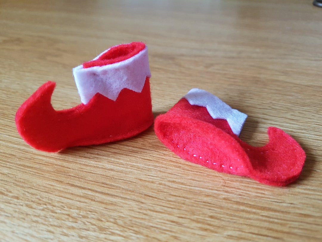 Felt Elf Doll Boots in Red - Etsy