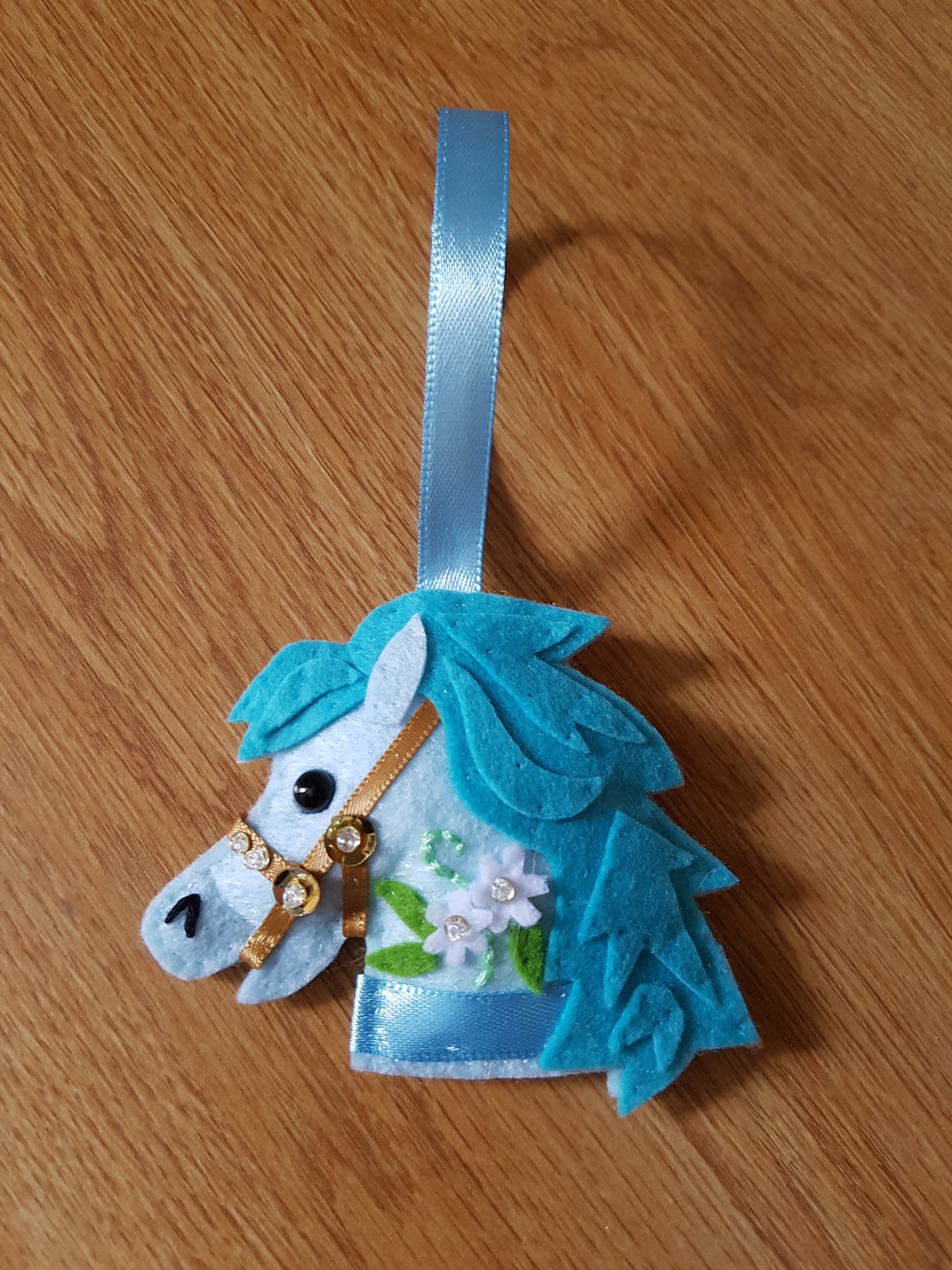 Felt Carousel Horse Bauble in Blue - Etsy