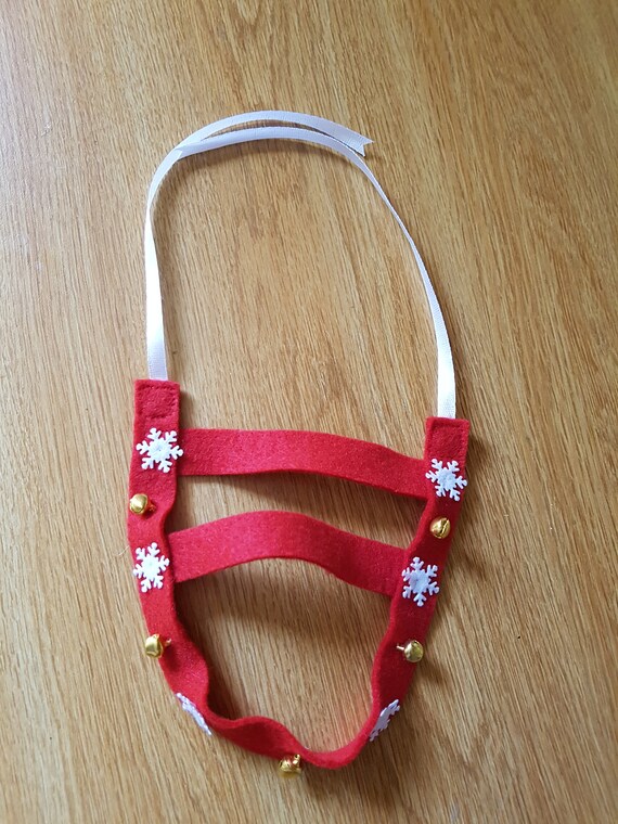 Felt Elf Reindeer Reins in Red With Snowflakes | Etsy
