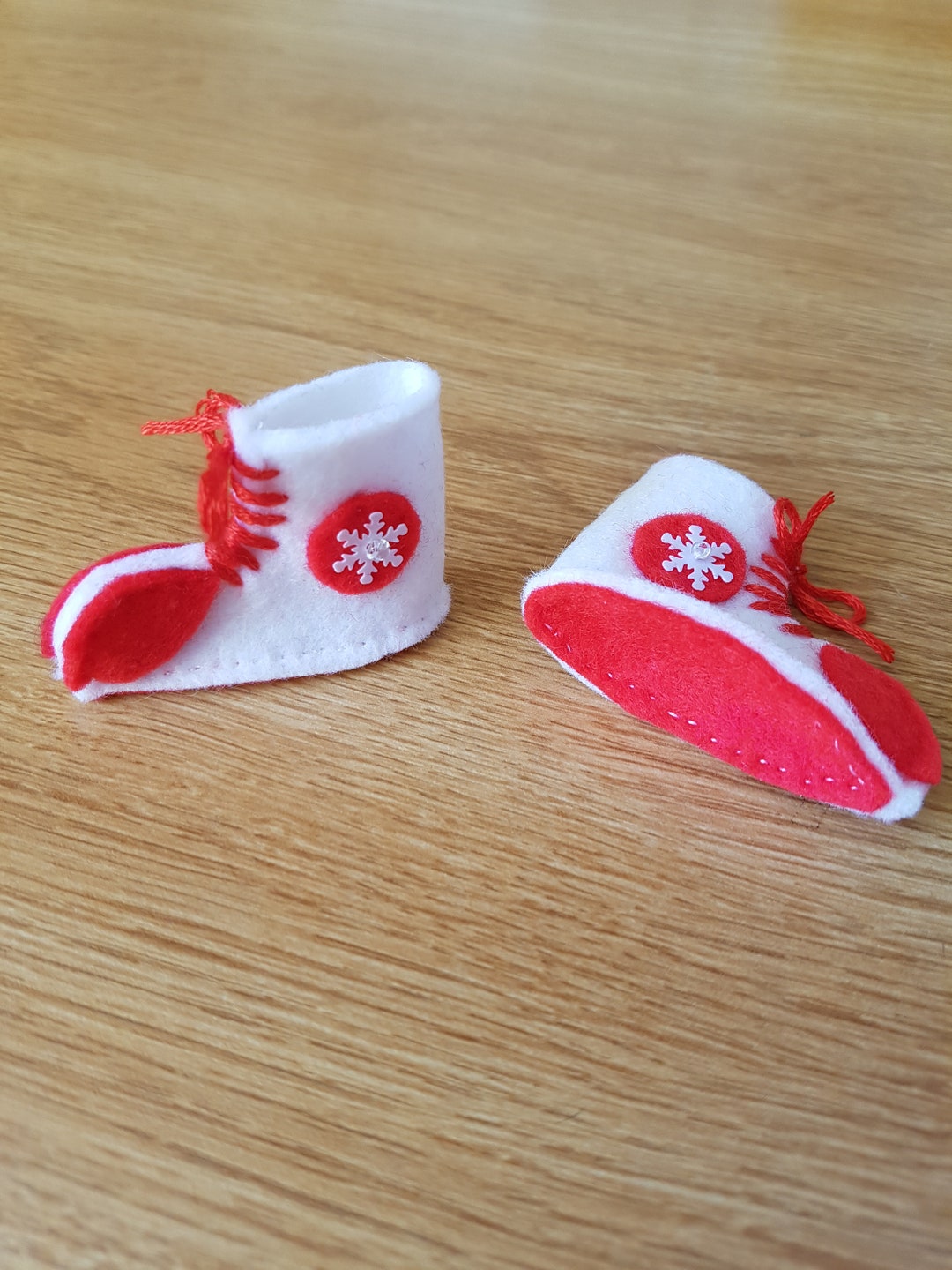 Felt Elf Trainers in White With Snowflakes - Etsy