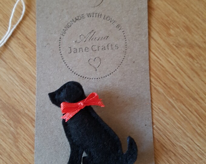 Felt Black Labrador Brooch Red Bow - Etsy