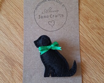 Felt Black Labrador Brooch Red Bow - Etsy