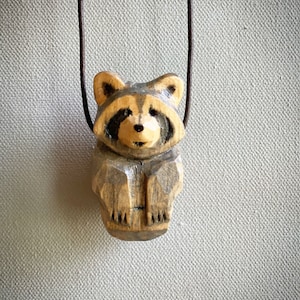 Art & Collectibles Racoon Hand Carved Miniature Wood Sculpture by Jim ...