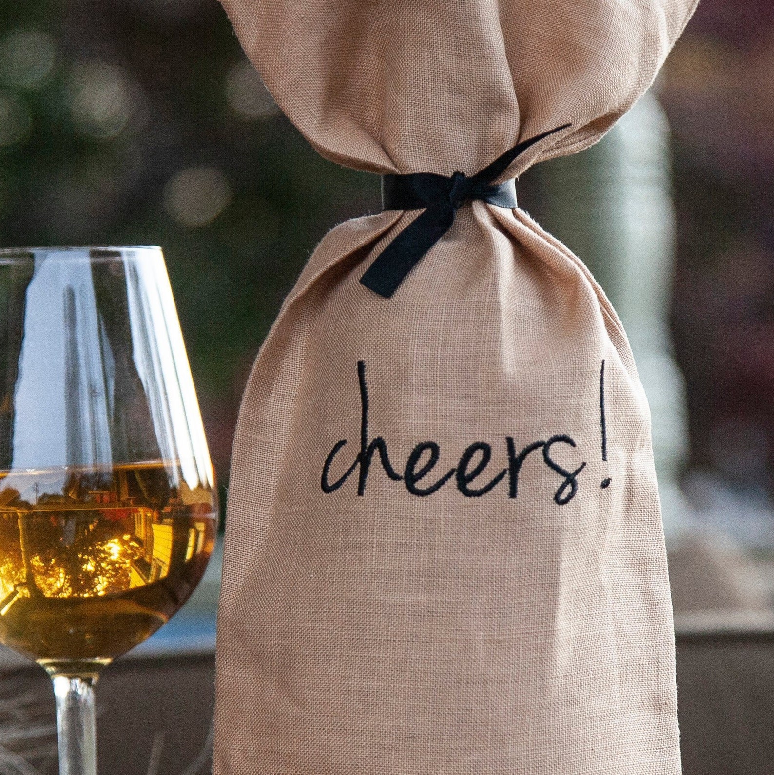 Sac à vin en lin vin cadeau Cheers hôtesse cadeau pendaison de | Etsy