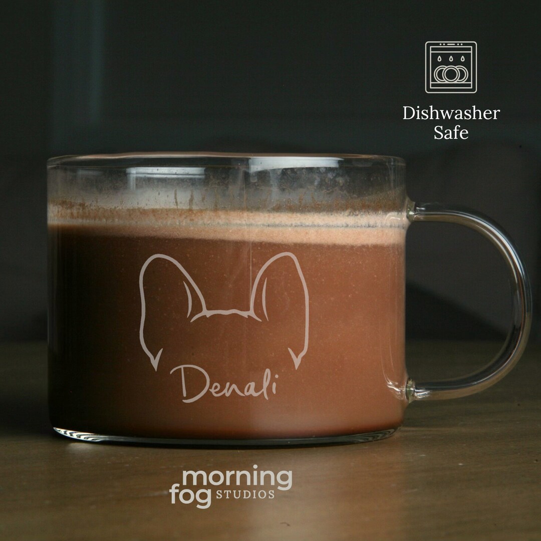 Personalized Dog Ear Outline Mug - Custom Pet Coffee Cup Gift for Dog ...