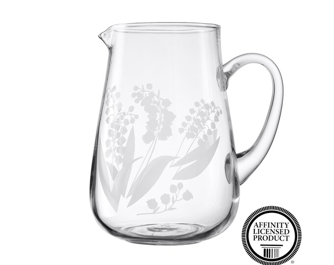 Glass Pitcher With Lily of the Valley Design - Alpha Phi Flower ...
