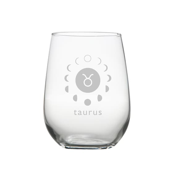Taurus sign stemless wine glass Astrology gifts Zodiac glass | Etsy