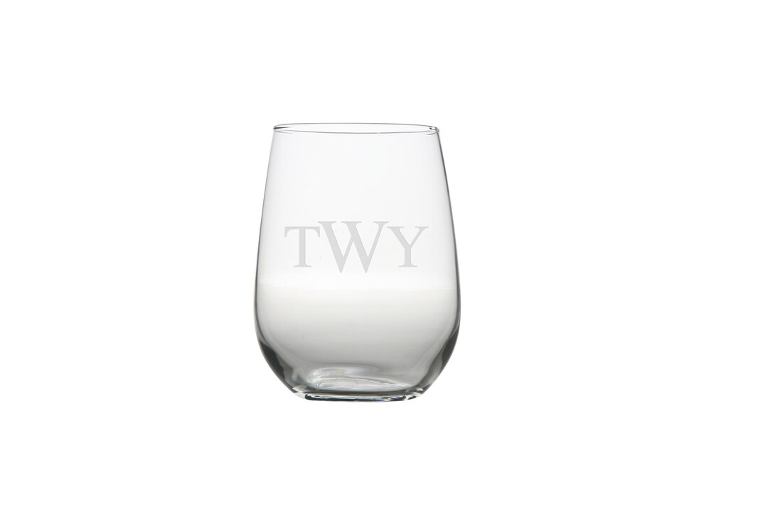 Monogrammed Wine Glass - Simple Classic Monogram - Engraved Wine Glass ...