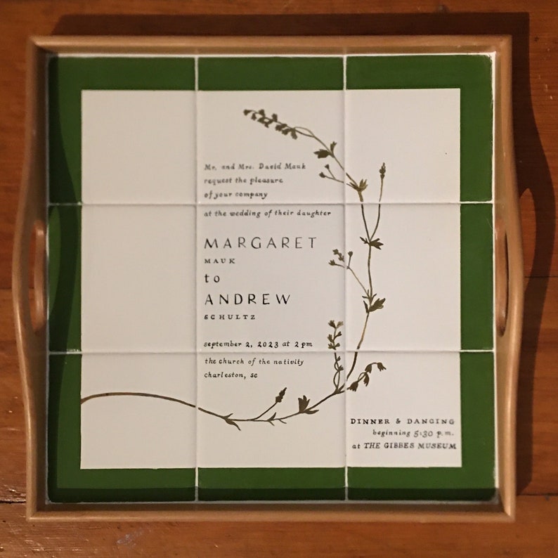 Wedding Tray, Tiles in a Square Wooden Tray, Couples Keepsake ...