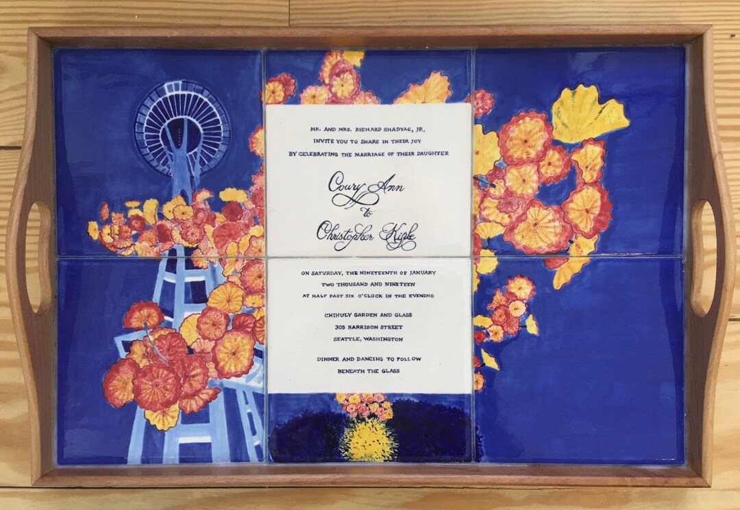 Personalized Tray, Wedding Invitation Tray, Hand-painted Tile Tray ...