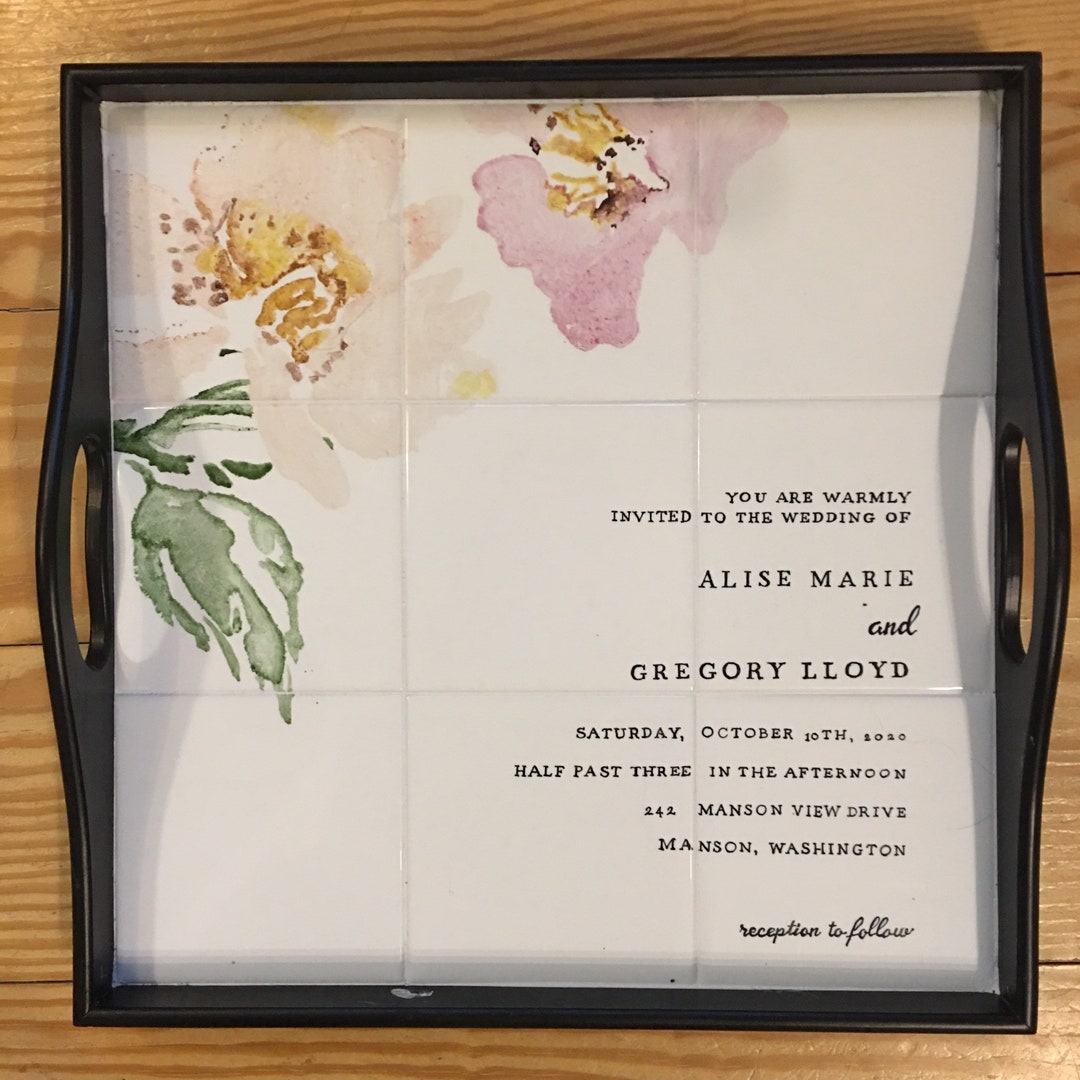 Wedding Tray, Tiles in a Square Wooden Tray, Couples Keepsake ...