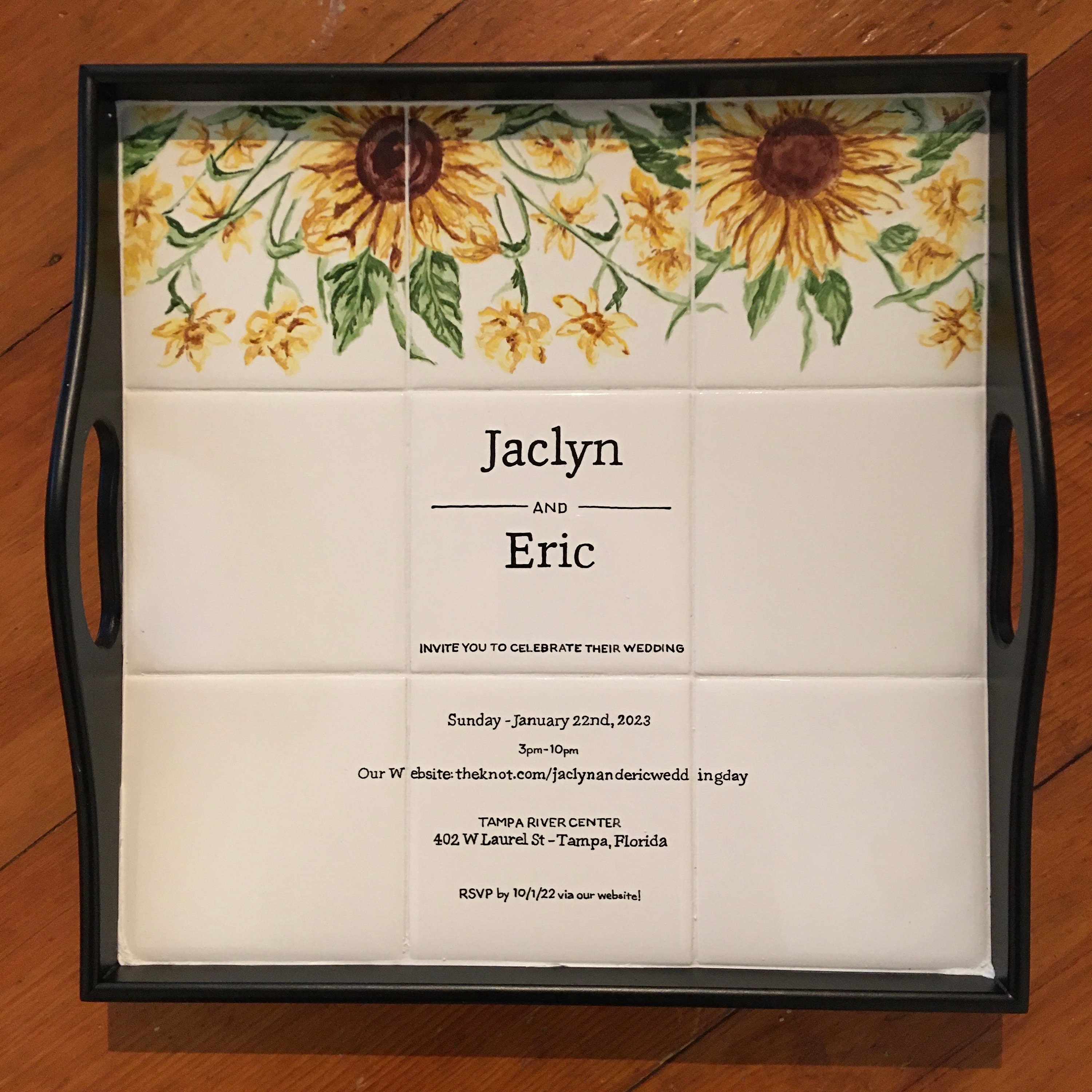 Wedding Tray, Tiles in a Square Wooden Tray, Couples Keepsake ...