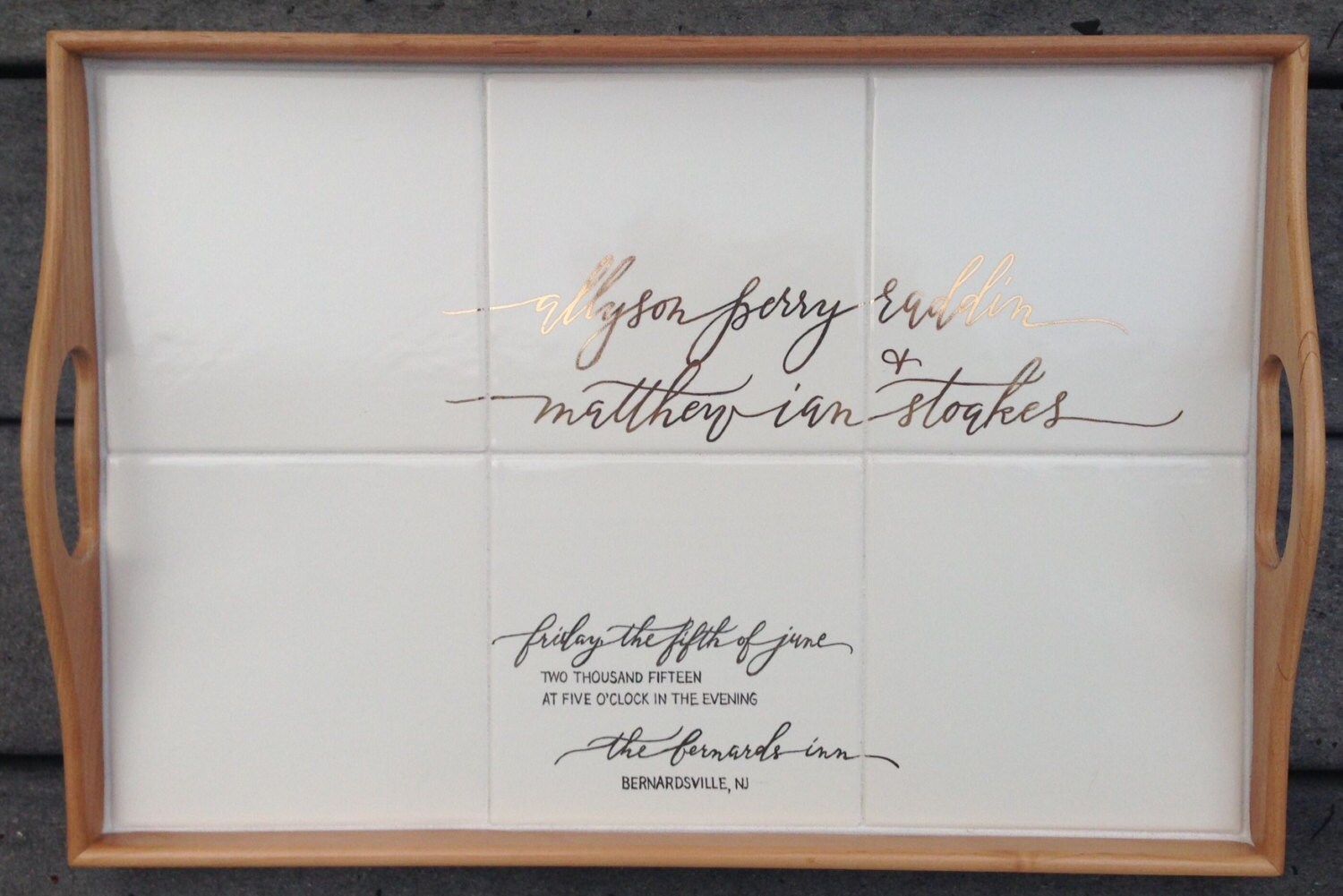 Personalized Tray, Wedding Invitation Gift, Hand-painted Tile Tray ...