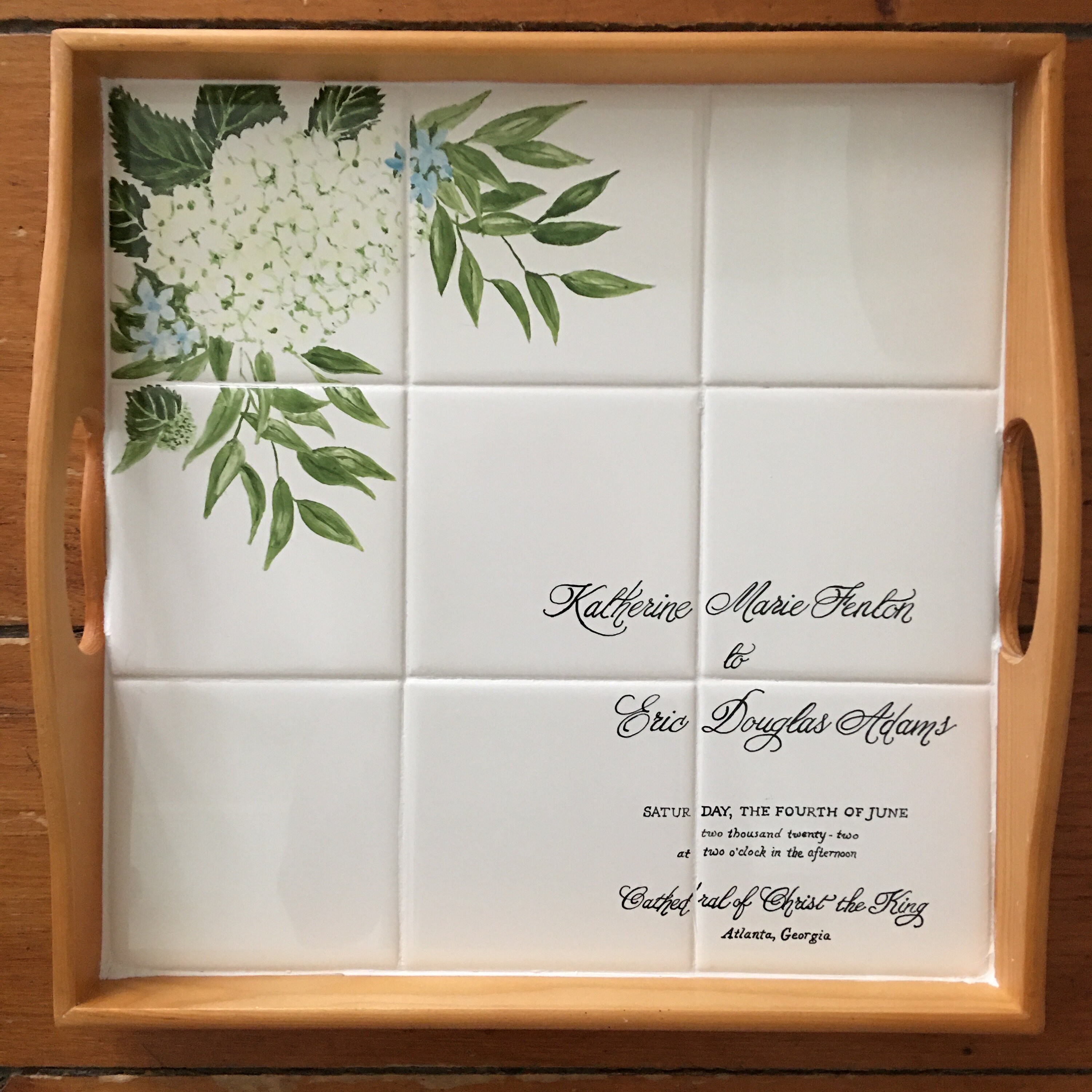 Wedding Tray, Tiles in a Square Wooden Tray, Couples Keepsake ...