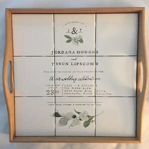 Wedding Tray, Tiles in a Square Wooden Tray, Couples Keepsake ...