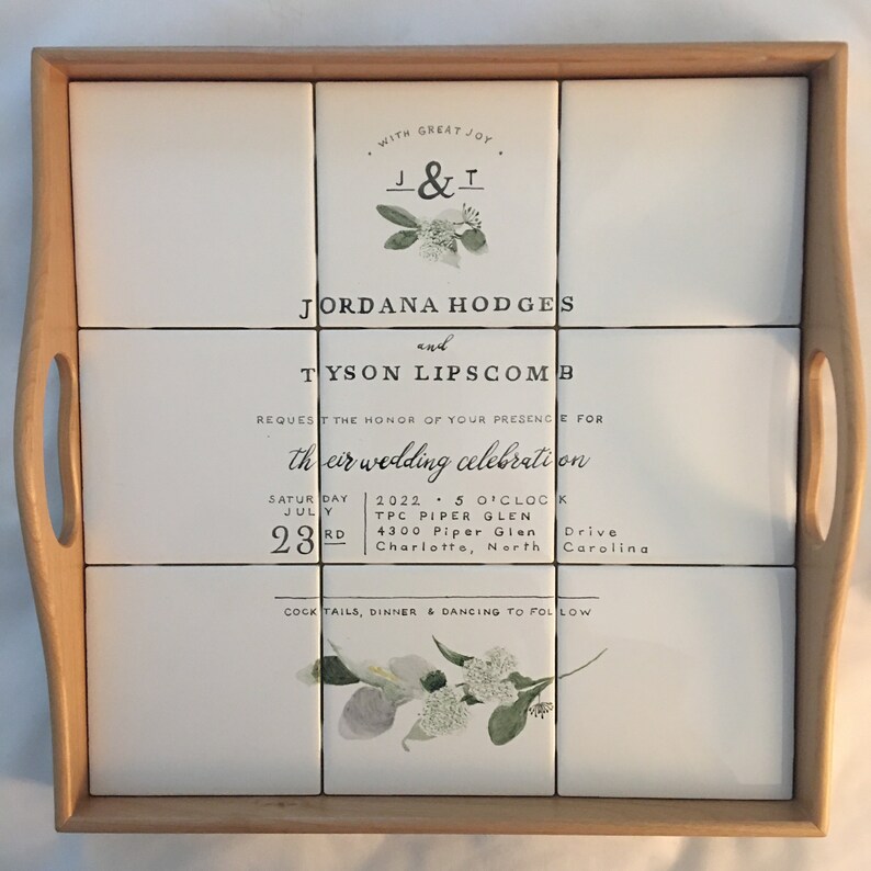 Wedding Tray, Tiles in a Square Wooden Tray, Couples Keepsake ...