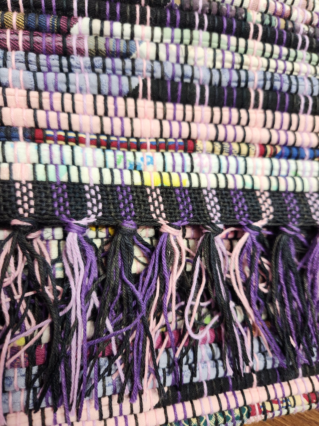 Shades of Pink, Purple and Black Rag Rugs, Handwoven Rag Rug, Upcycled ...