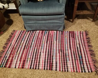 Antique Rag Rug With Fringe - Etsy