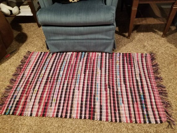 Shades of Pink and Black Rag Rugs Handwoven Rag Rug | Etsy
