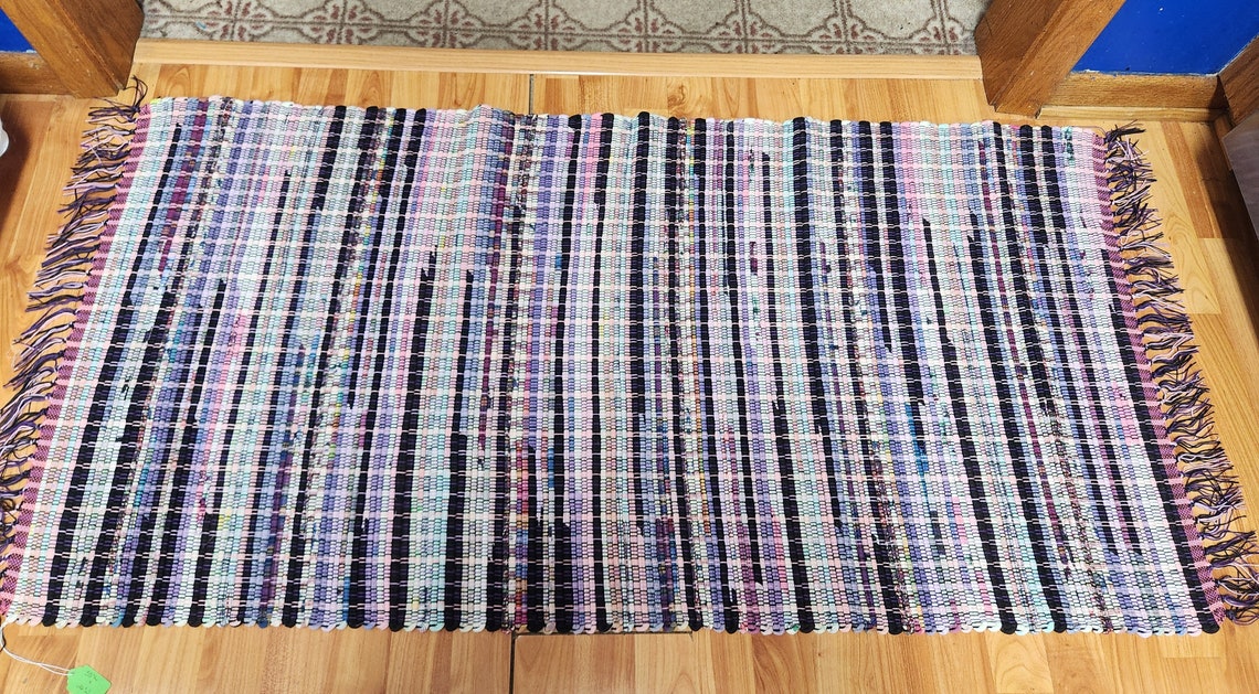Shades of Pink, Purple and Black Rag Rugs, Handwoven Rag Rug, Upcycled ...