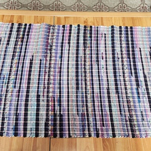 Shades of Pink, Purple and Black Rag Rugs, Handwoven Rag Rug, Upcycled ...