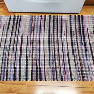 Shades of Pink, Purple and Black Rag Rugs, Handwoven Rag Rug, Upcycled ...