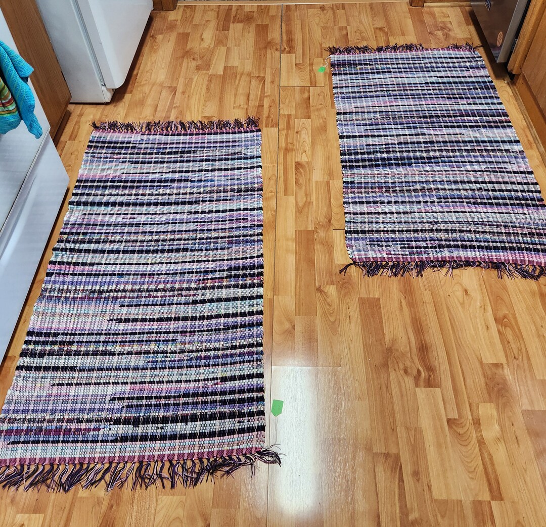 Shades of Pink, Purple and Black Rag Rugs, Handwoven Rag Rug, Upcycled ...