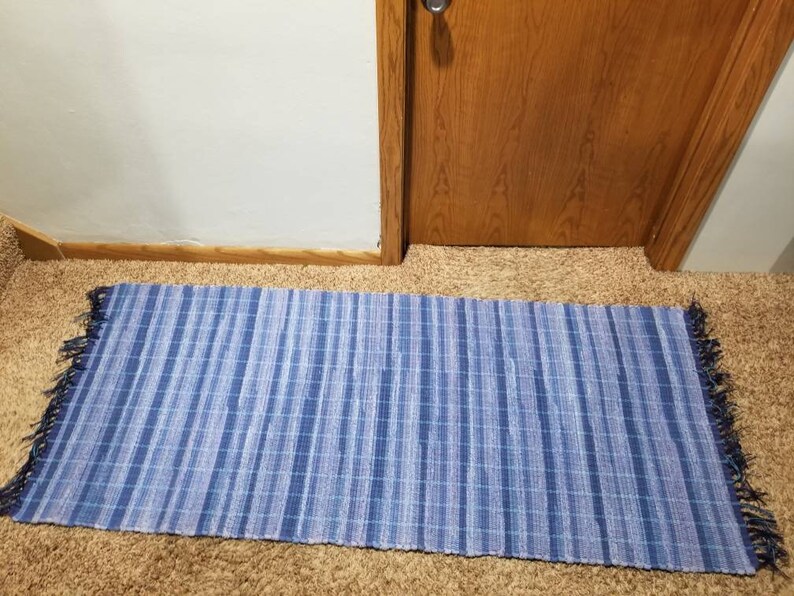 Shades of Medium Blues Rag Rugs - Etsy