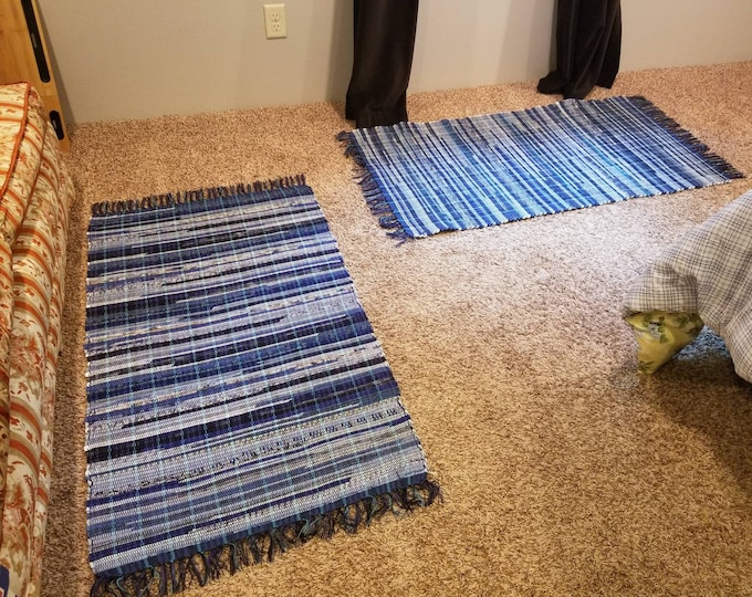 Shades of Blues Verigated Rag Rugs - Etsy