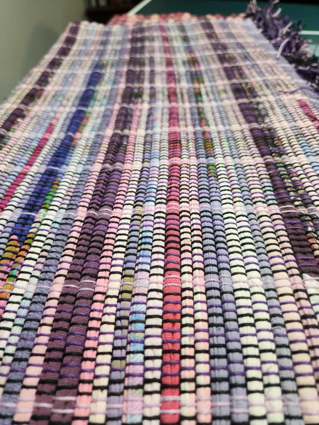 Shades of Pinks and Purples Rag Rug, 26x48 Inches, Rainbow of Colors in ...